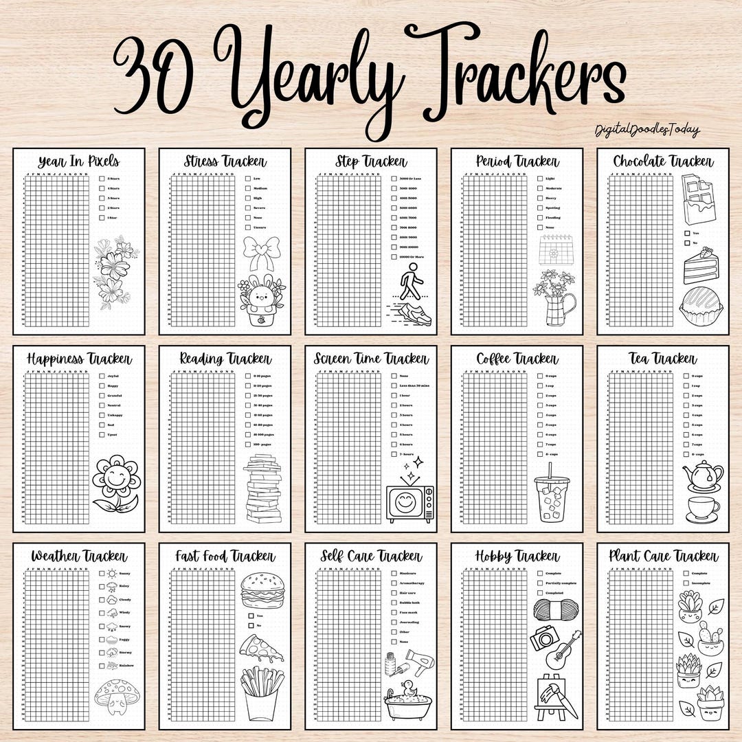 2026 Bullet Journal Trackers, Undated, Yearly Trackers Bundle, BUJO ...