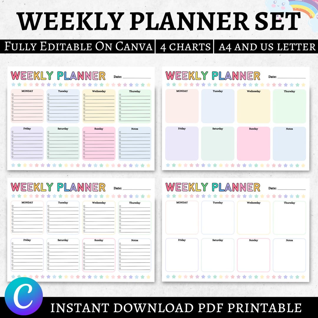 Editable Weekly Planner | Printable, Digital | Weekly Planner PDF ...