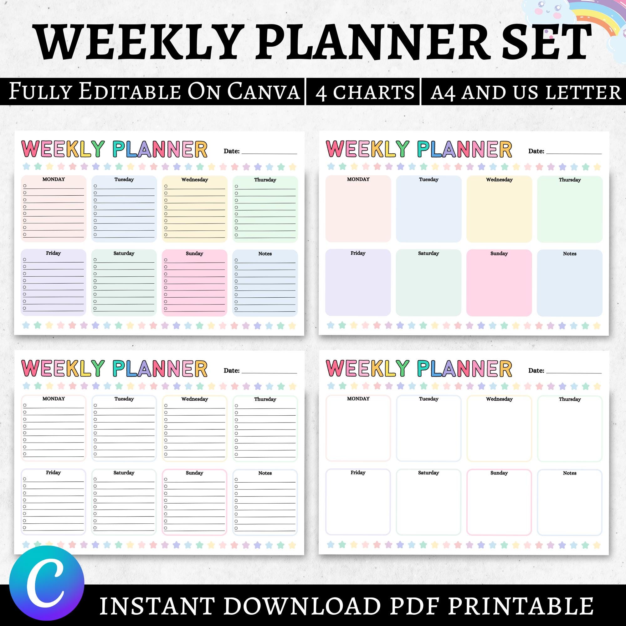 Editable Weekly Planner | Printable, Digital | Weekly Planner PDF ...