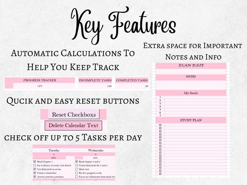Study Spreadsheet, Student Planner, Digital Task Tracker, Assignment ...