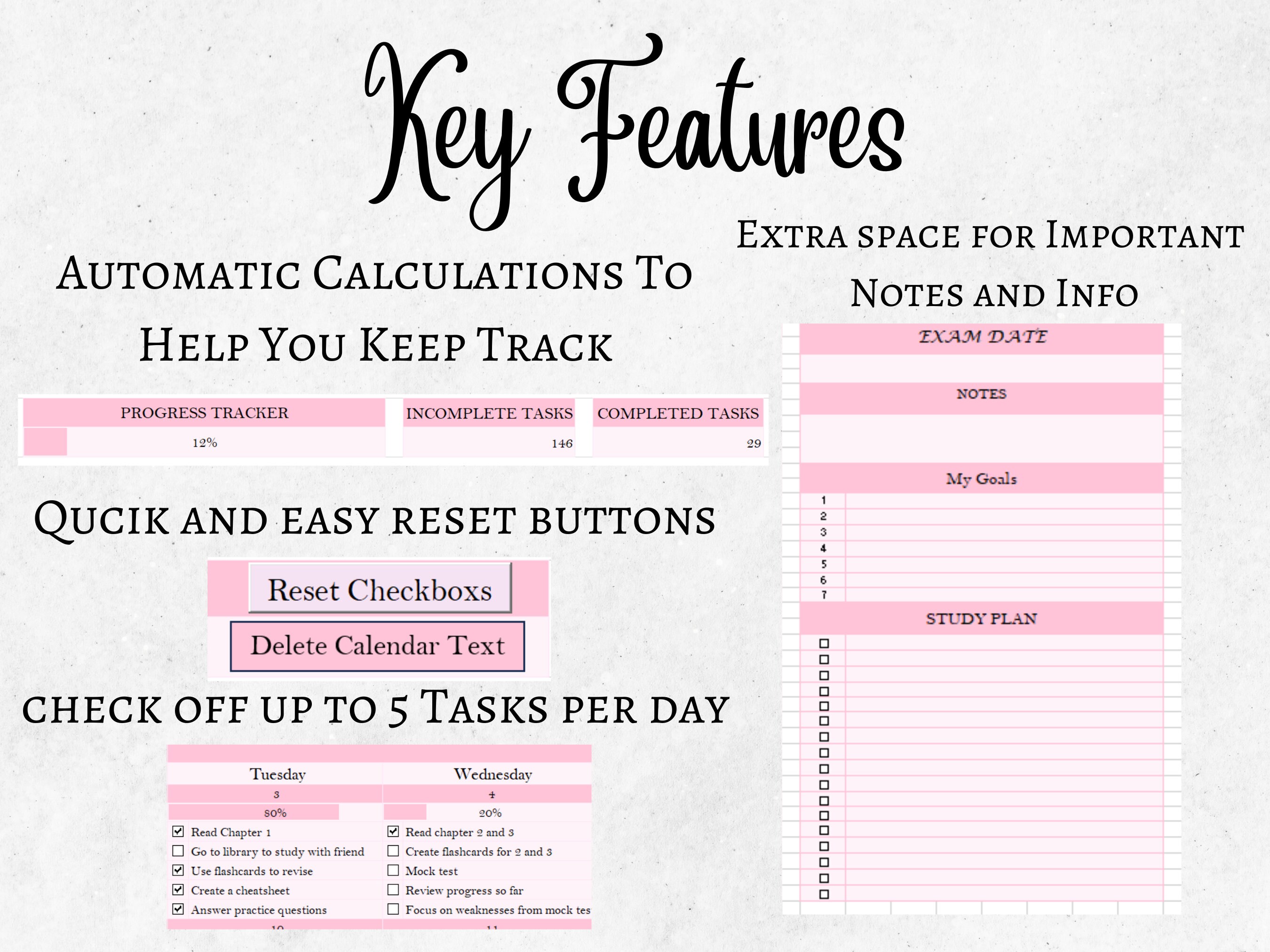Study Spreadsheet, Student Planner, Digital Task Tracker, Assignment ...