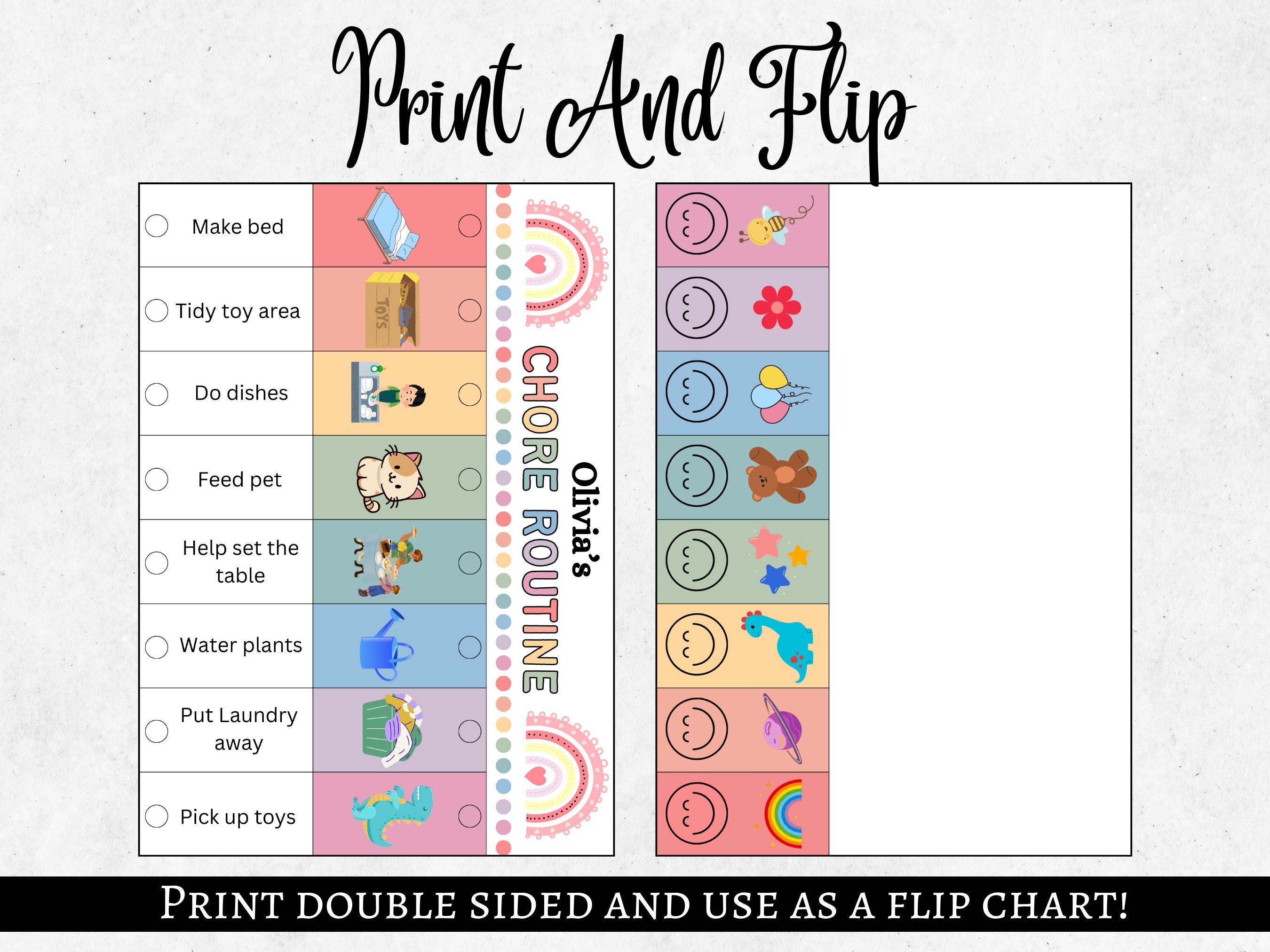Kids Boho Flip Routine Chart Editable Printable, Morning Evening ...
