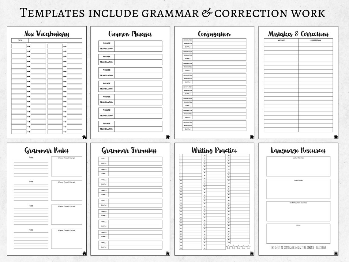 Language Learning Planner Printable Language Study Notebook - Etsy