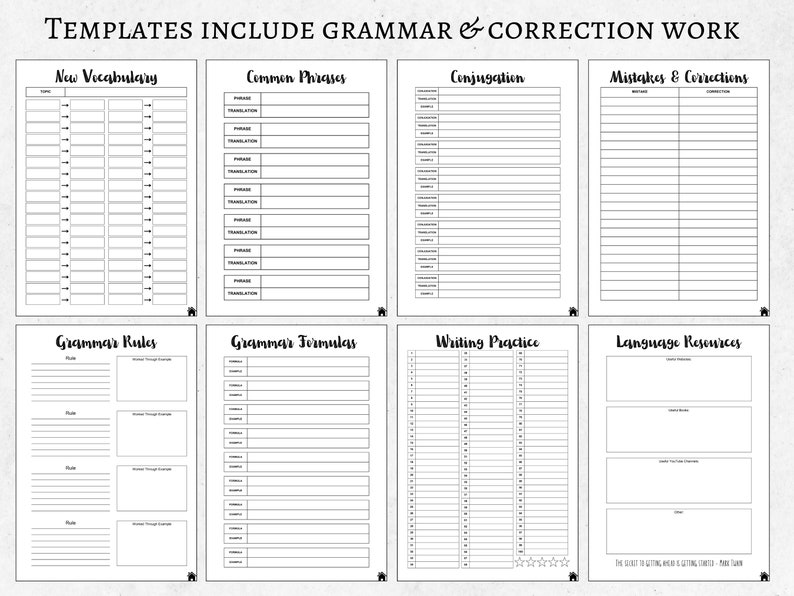 Language Learning Planner Printable, Language Study Notebook ...