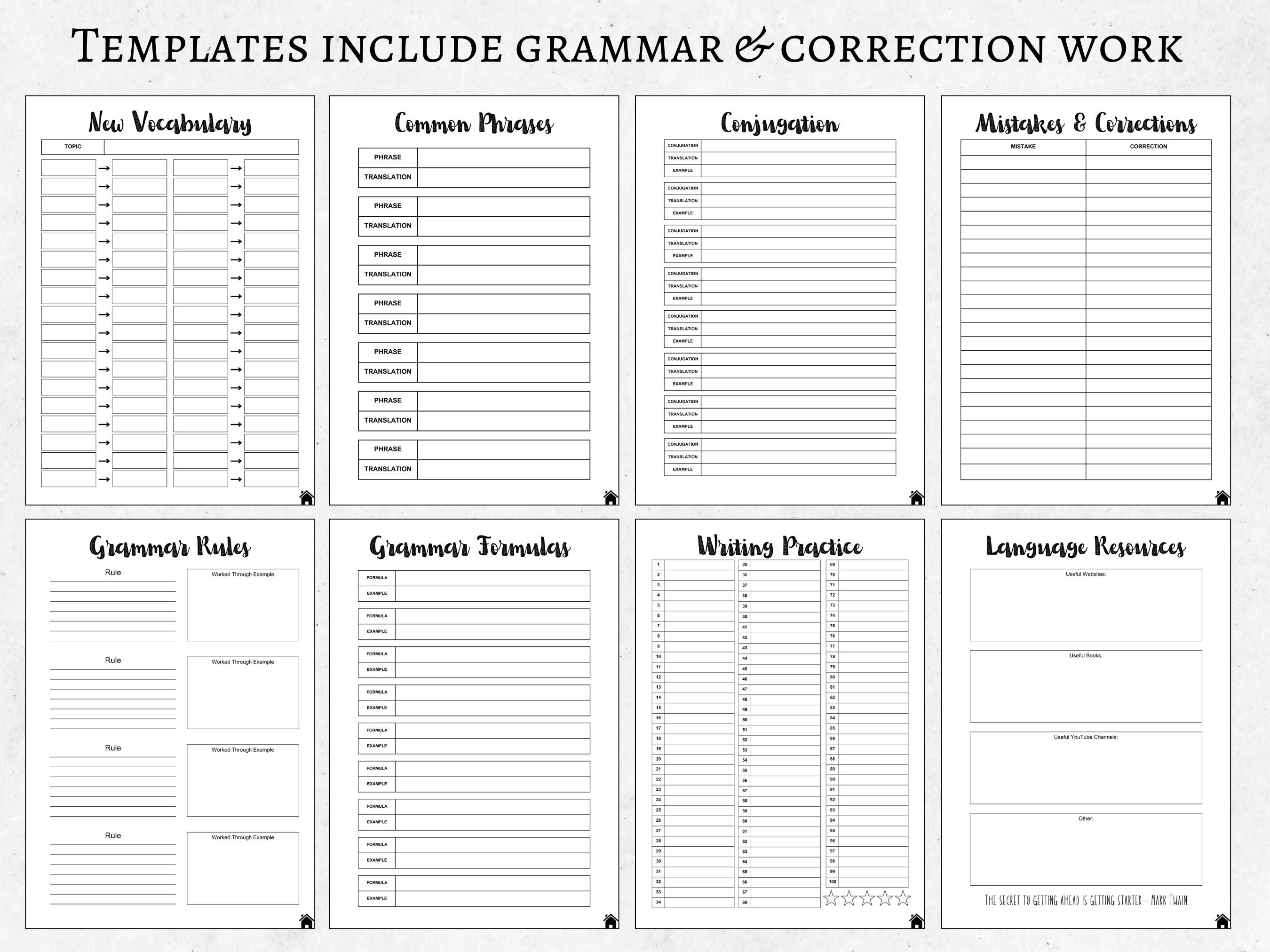 Language Learning Planner Printable, Language Study Notebook ...