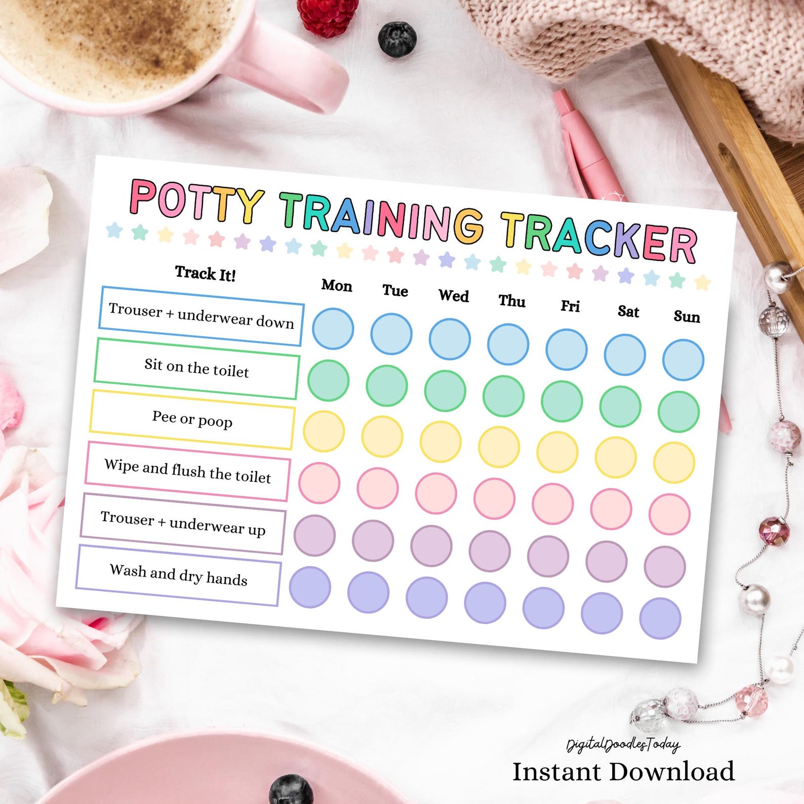 Potty Training Tracker Printable, Toilet Training Tracker, Potty ...