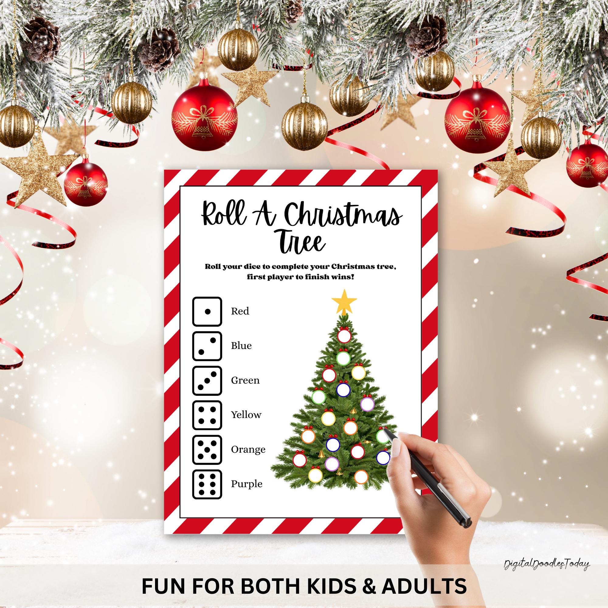 Roll A Tree Christmas Game Printable Christmas Party Game for Family ...