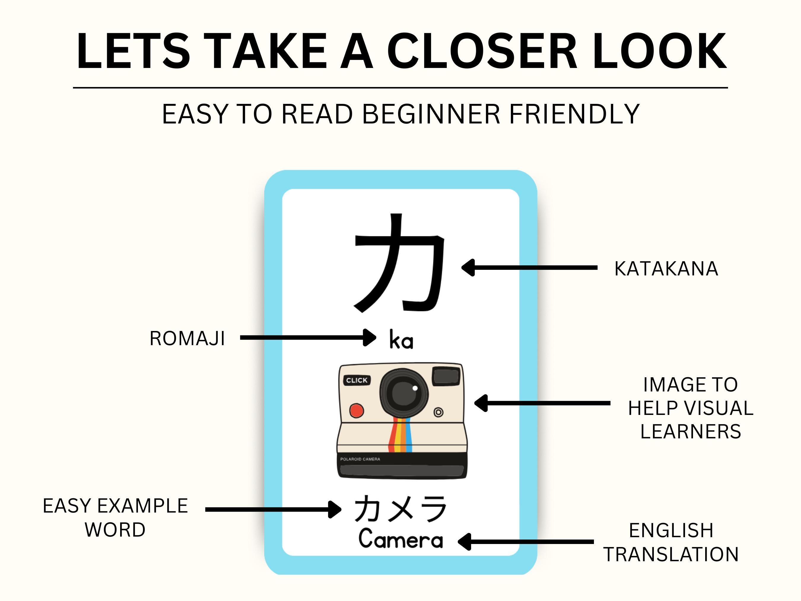Japanese Katakana Flashcards, Katakana Printable Flashcards, Japanese ...