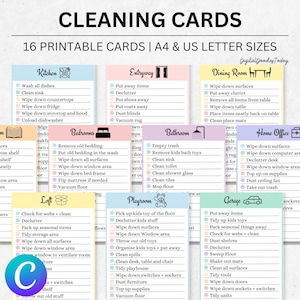 Editable Adhd Cleaning Checklist by Room, Printable Cleaning Cards ...