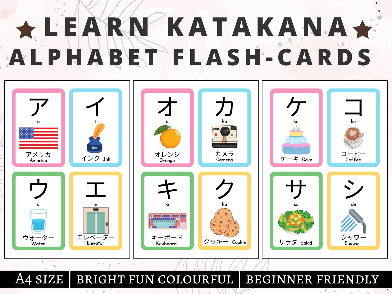 Learn Japanese With Katakana Flashcards FREE Additional Sounds, Self ...