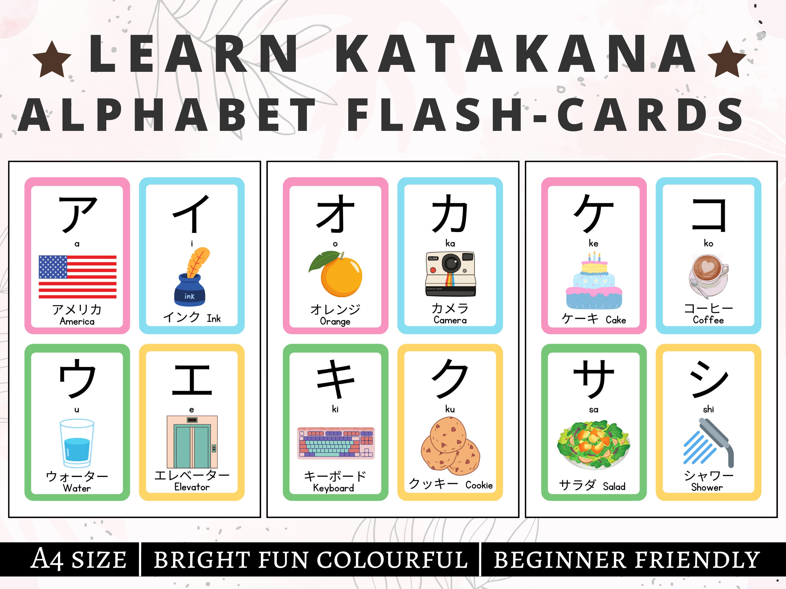 Learn Japanese With Katakana Flashcards FREE Additional Sounds, Self ...