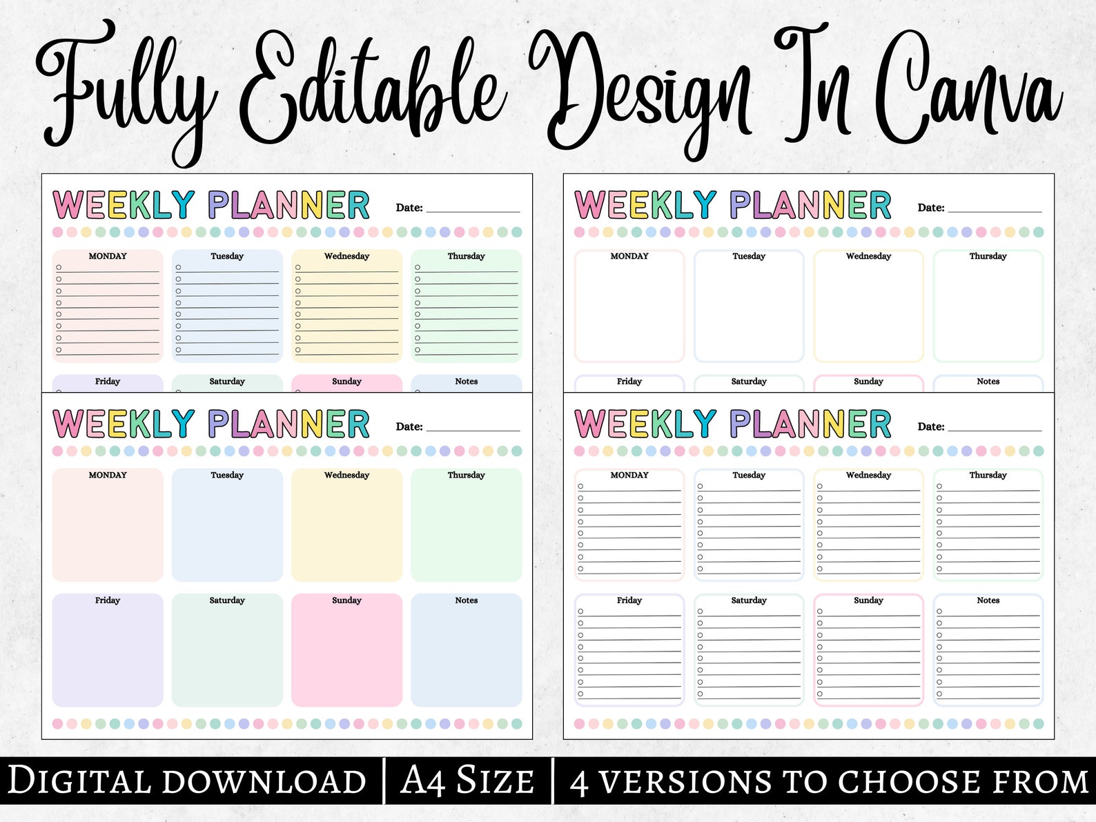 Planificador semanal editable / Imprimible, Digital / Planificador ...