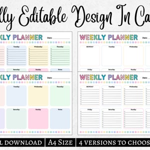 Editable Weekly Planner | Printable, Digital | Weekly Planner PDF ...