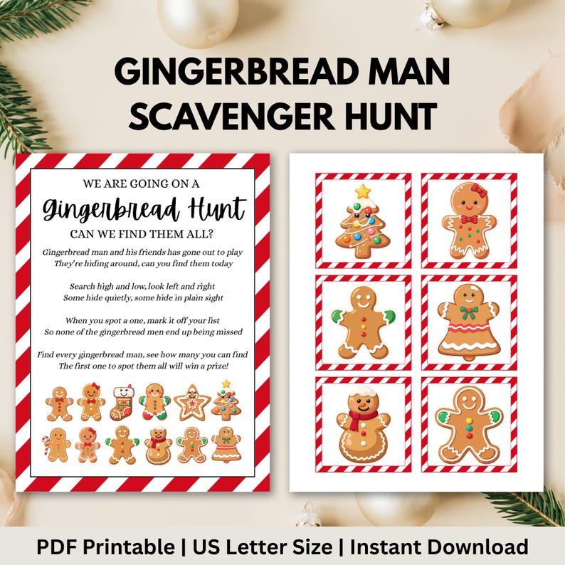 Christmas Scavenger Hunt Printable for Kids, Gingerbread Scavenger Hunt ...