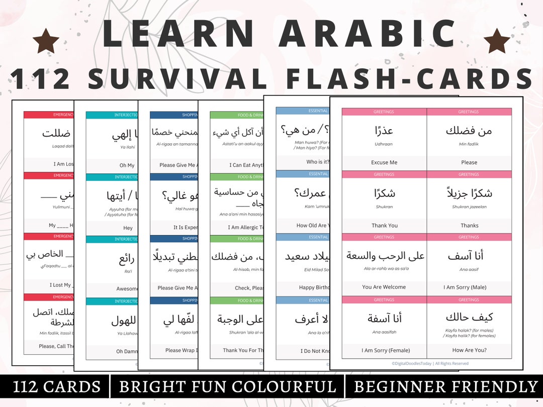 Arabic Flashcards for Beginners, Arabic Printable Flashcards, Arabic ...
