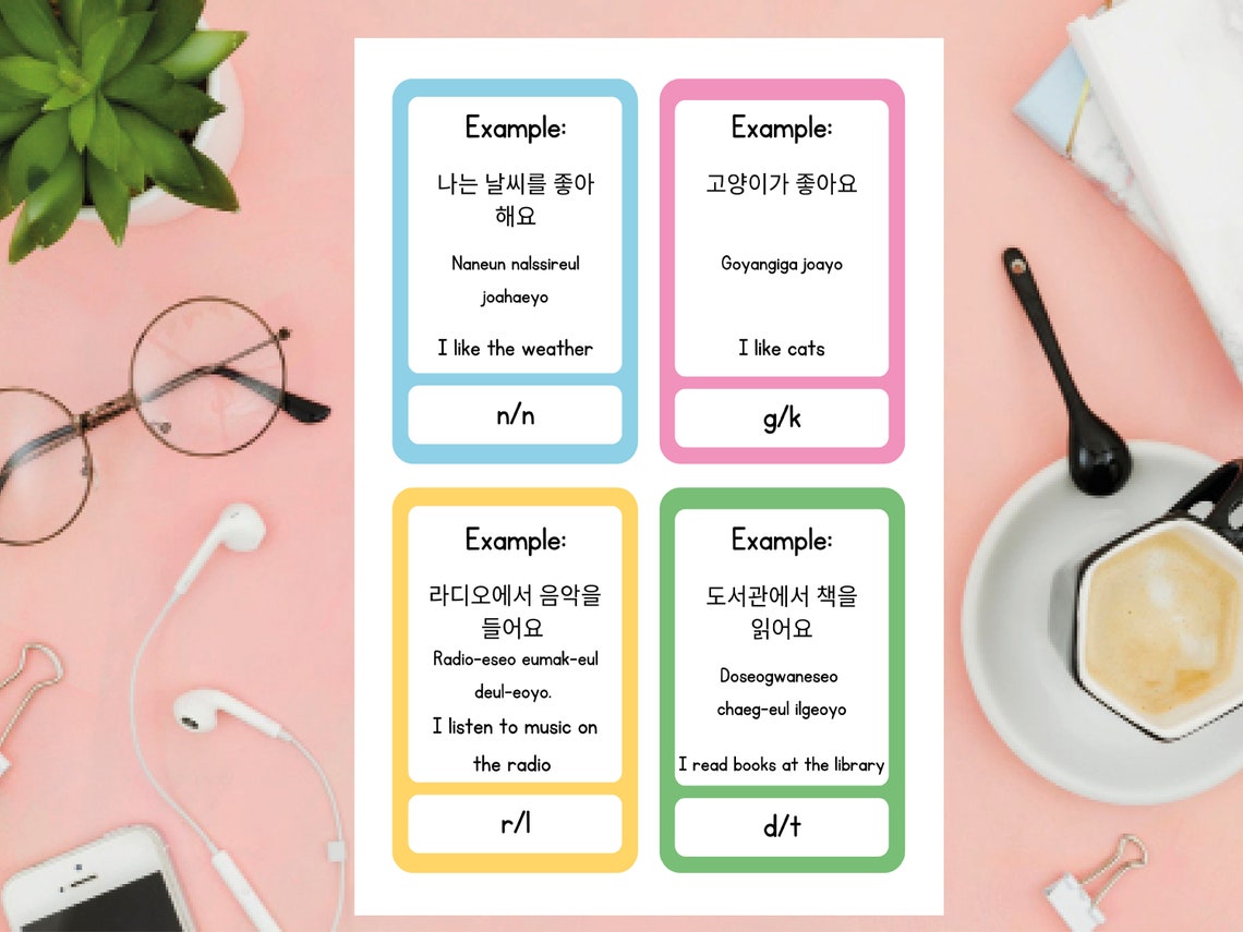 Korean Flashcards Digital Download PDF Korean Alphabet Korean Practice ...
