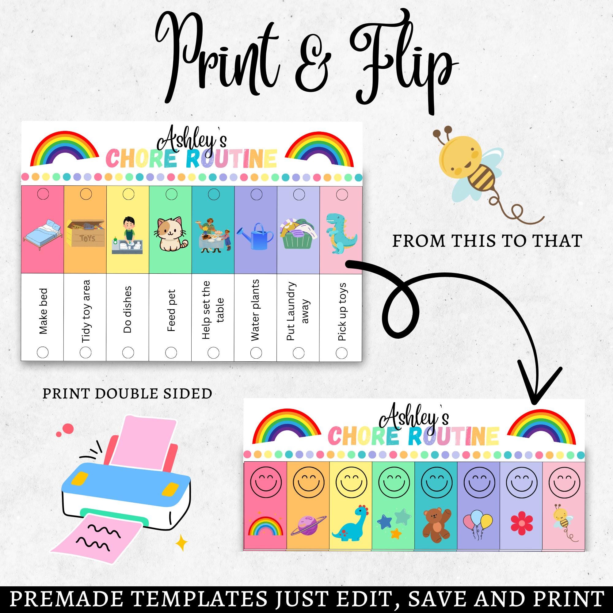 Editable Kids Flip Chart | Printable Toddler Routine Flip Chart ...