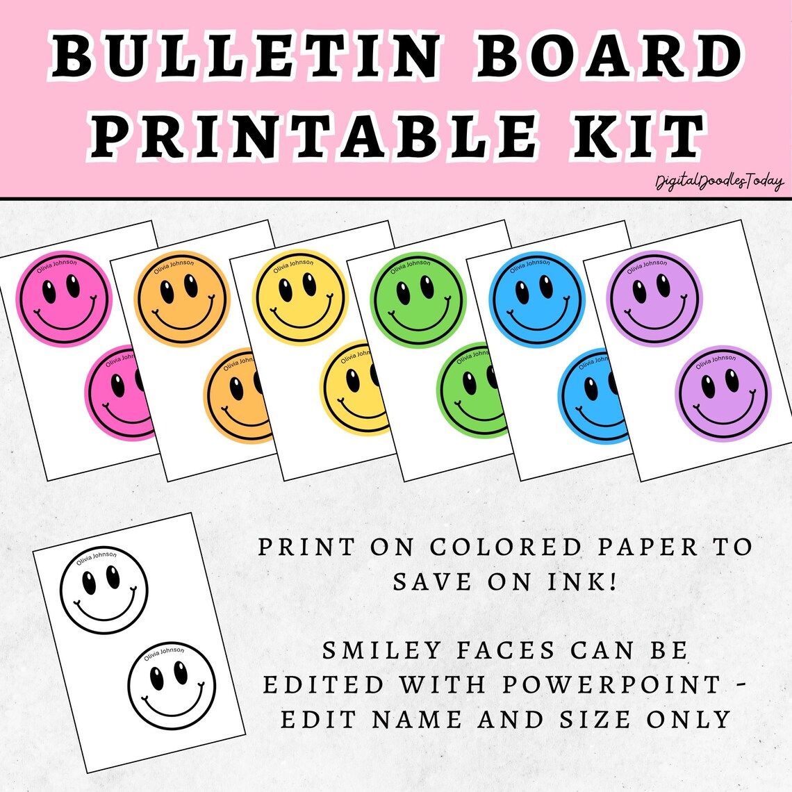 Smiley Face Bulletin Board or Door Kit With Letters and Bunting ...