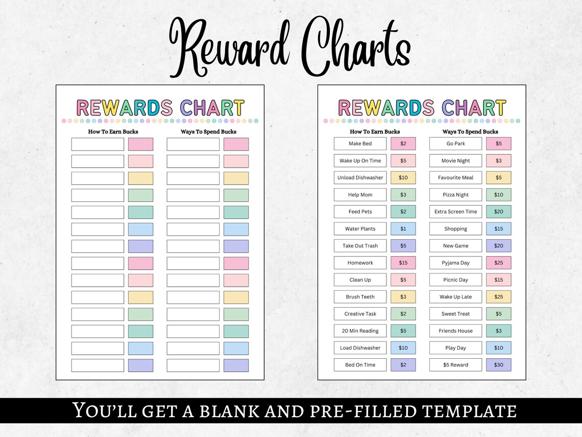 Editable Kids Reward Bucks Printable Mom Bucks, PDF Reward System for ...
