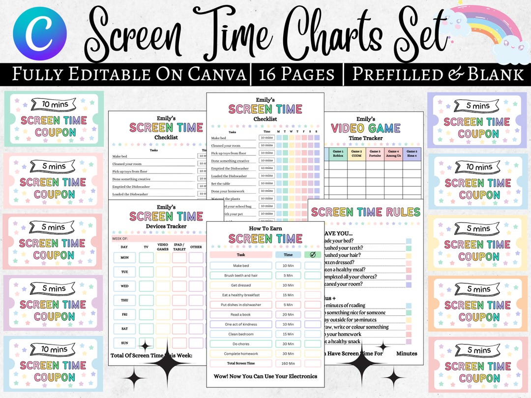 Editable Screen Time Checklist, Screen Time Rules,screen Time Chore ...