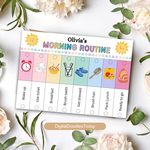 Kids Flip Routine Chart Editable Printable, Morning Evening Bedtime ...