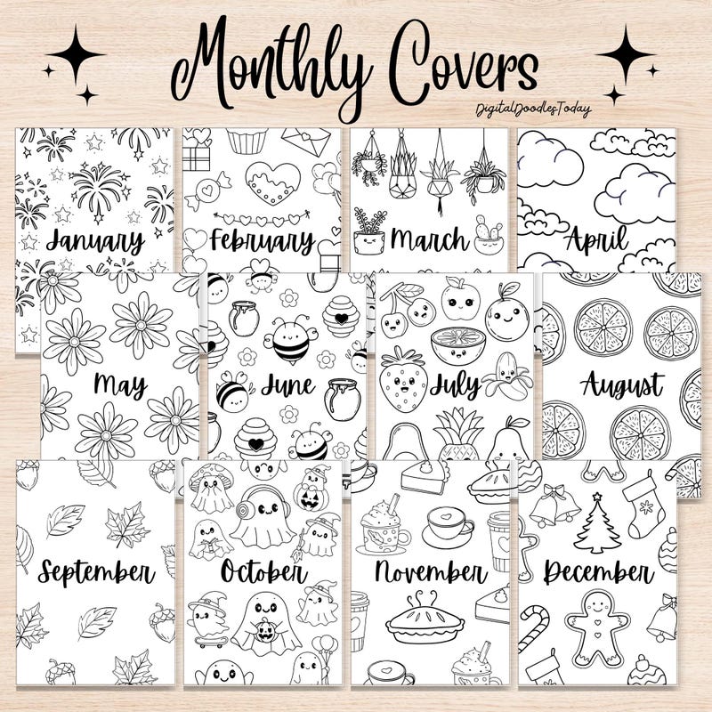 Coloring Monthly Page - Etsy UK