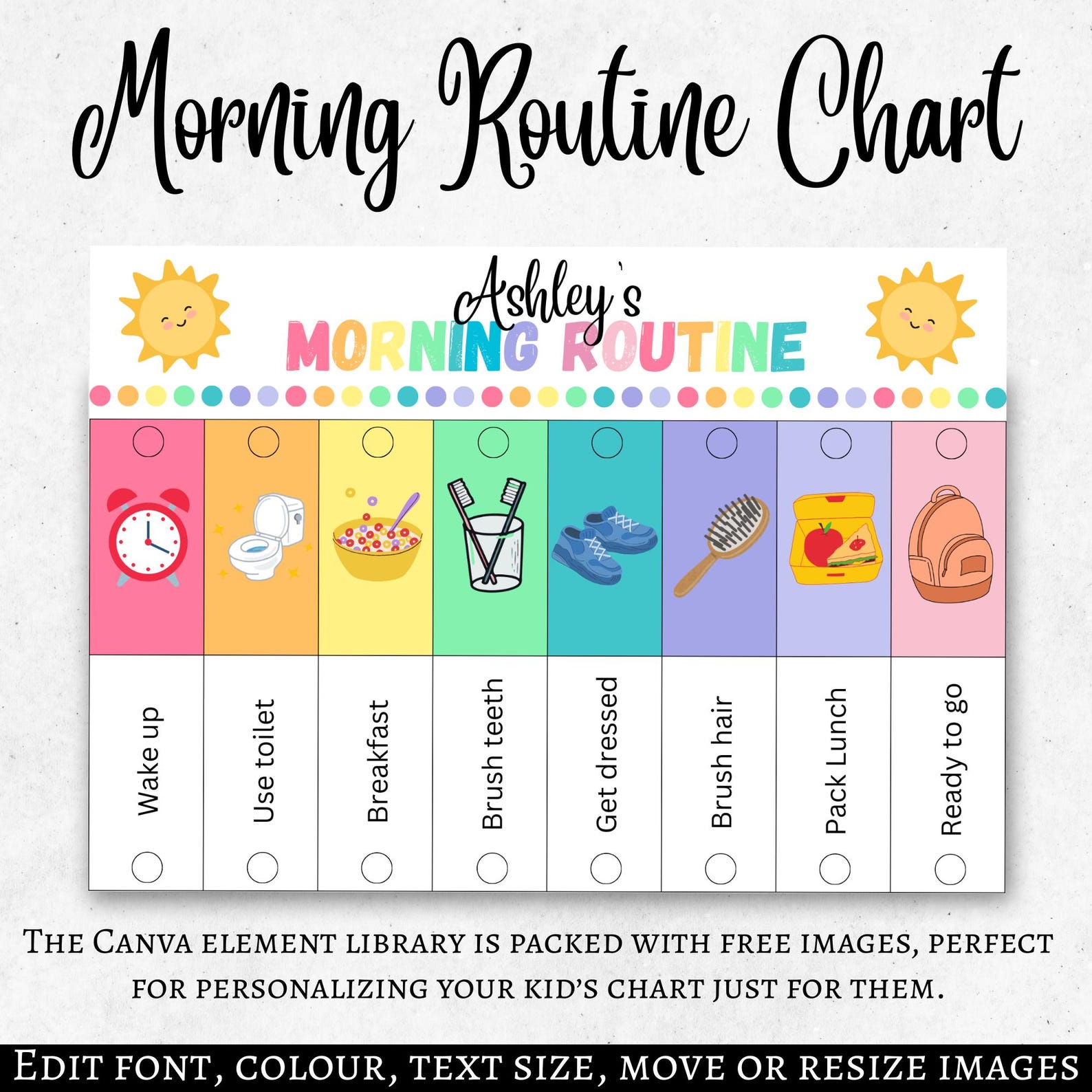 Kids Flip Routine Chart Editable Printable, Morning Evening Bedtime ...