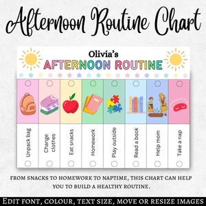 Kids Flip Routine Chart Editable Printable, Morning Evening Bedtime ...