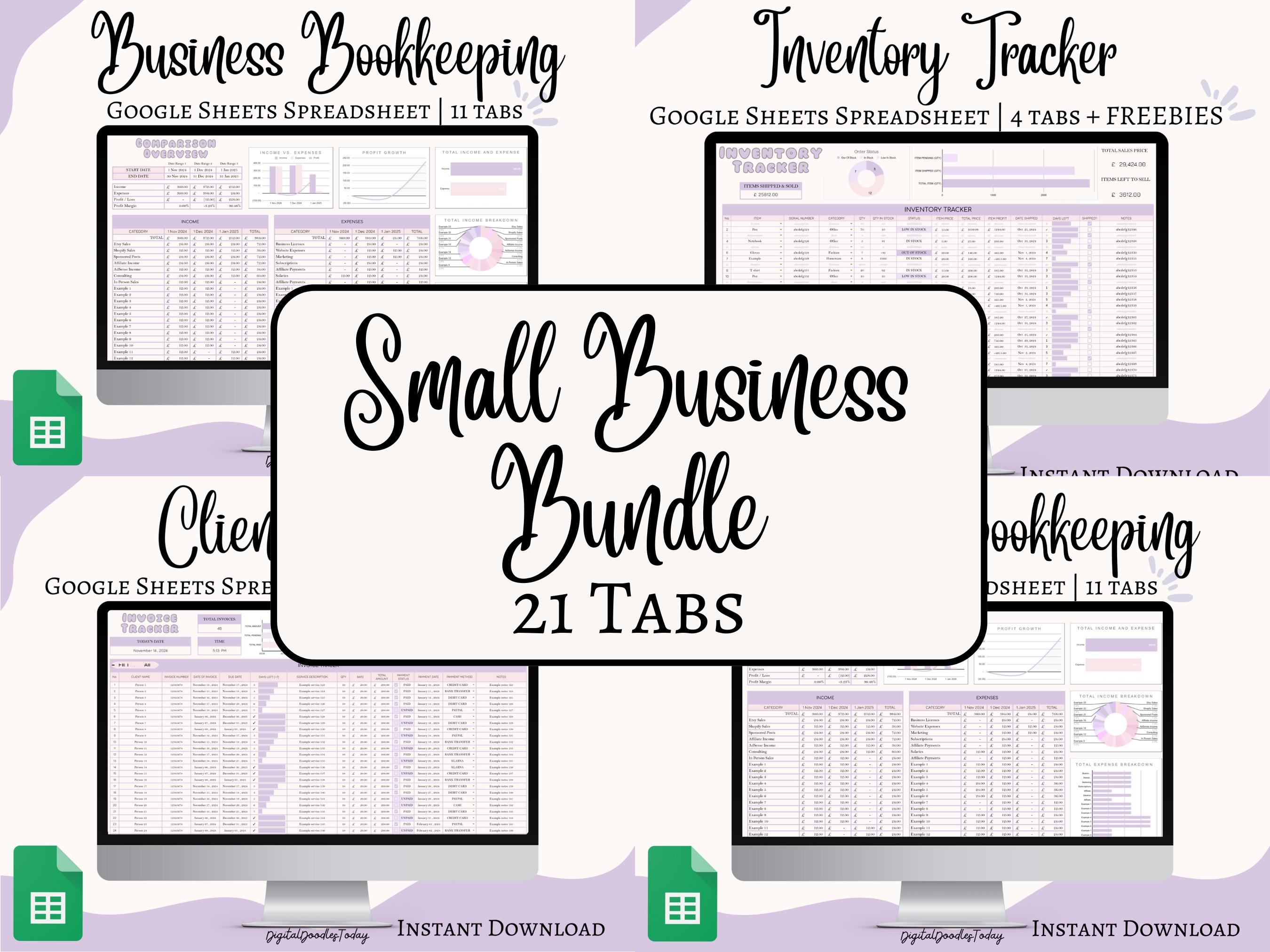 Small Business Spreadsheet Template for Google | Client Tracker Google ...