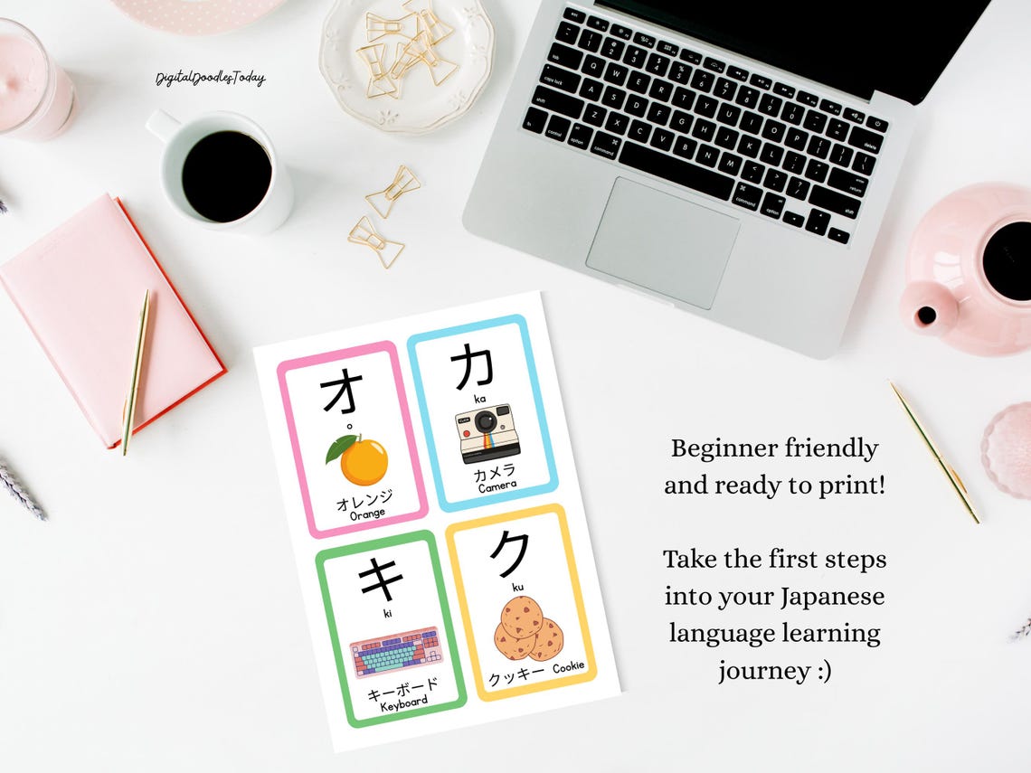Japanese Katakana Flashcards, Katakana Printable Flashcards, Japanese ...