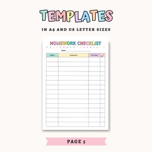 Editable Homework Planner Checklist | Printable Kids Homework Trackers ...