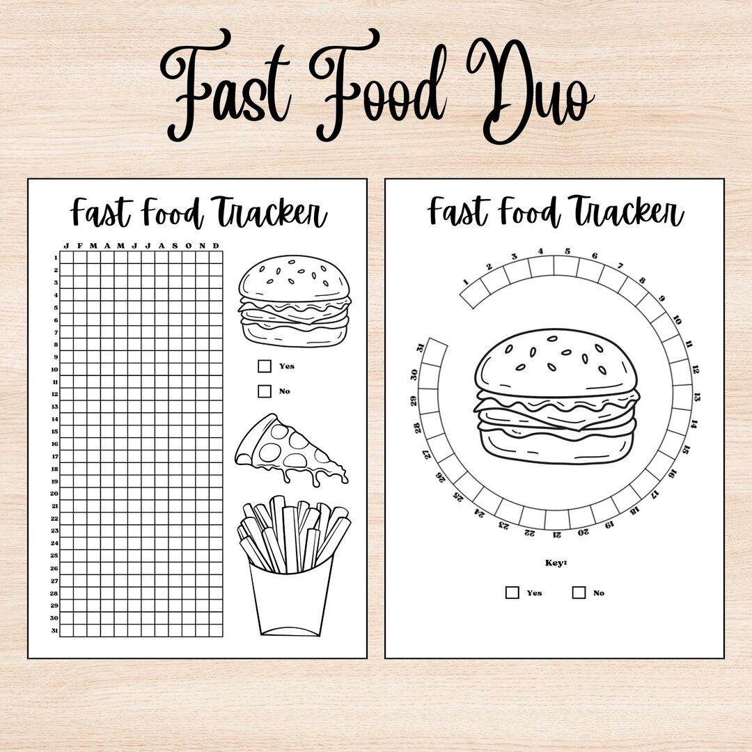 Fast Food Tracker Page, Printable Tracker, Bullet Journal Health ...