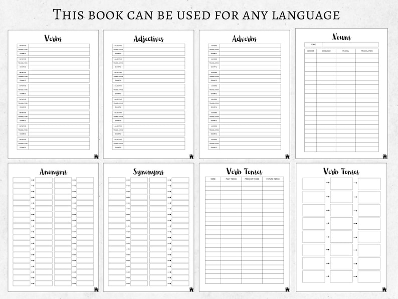 Language Learning Planner Printable, Language Study Notebook ...