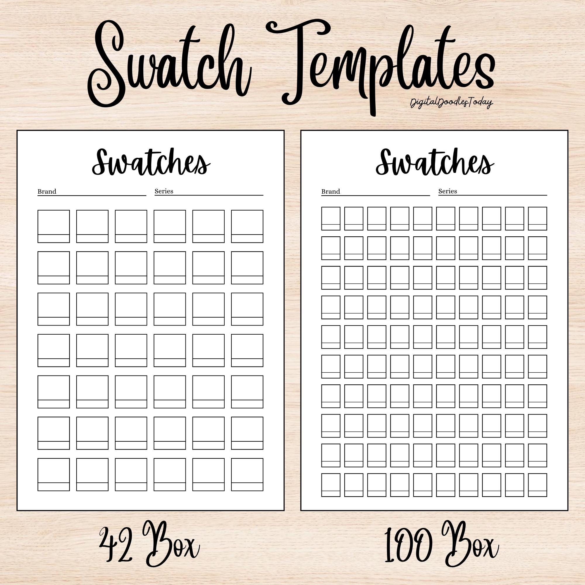 Color Swatch Charts, Swatch Test Template, Blank Color Test, Color ...