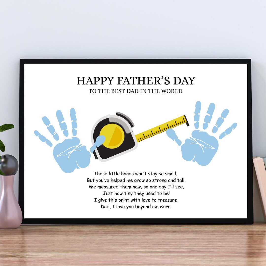 Fathers Day Handprint Poem for Kids, Tape Measure Gift for Father Day ...