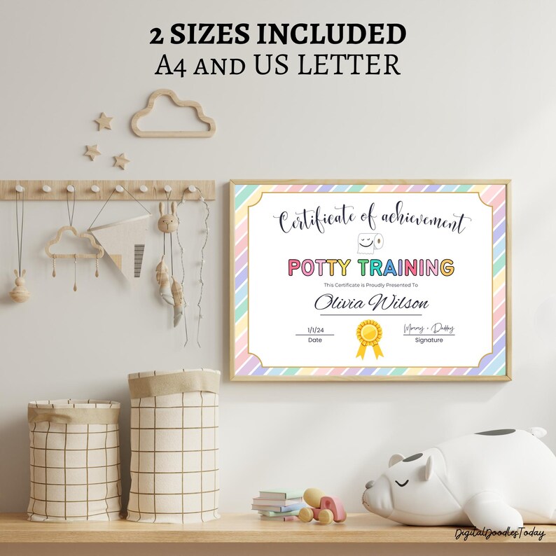 Editable Potty Training Certificate, Potty Training Tracker, Toddlers ...