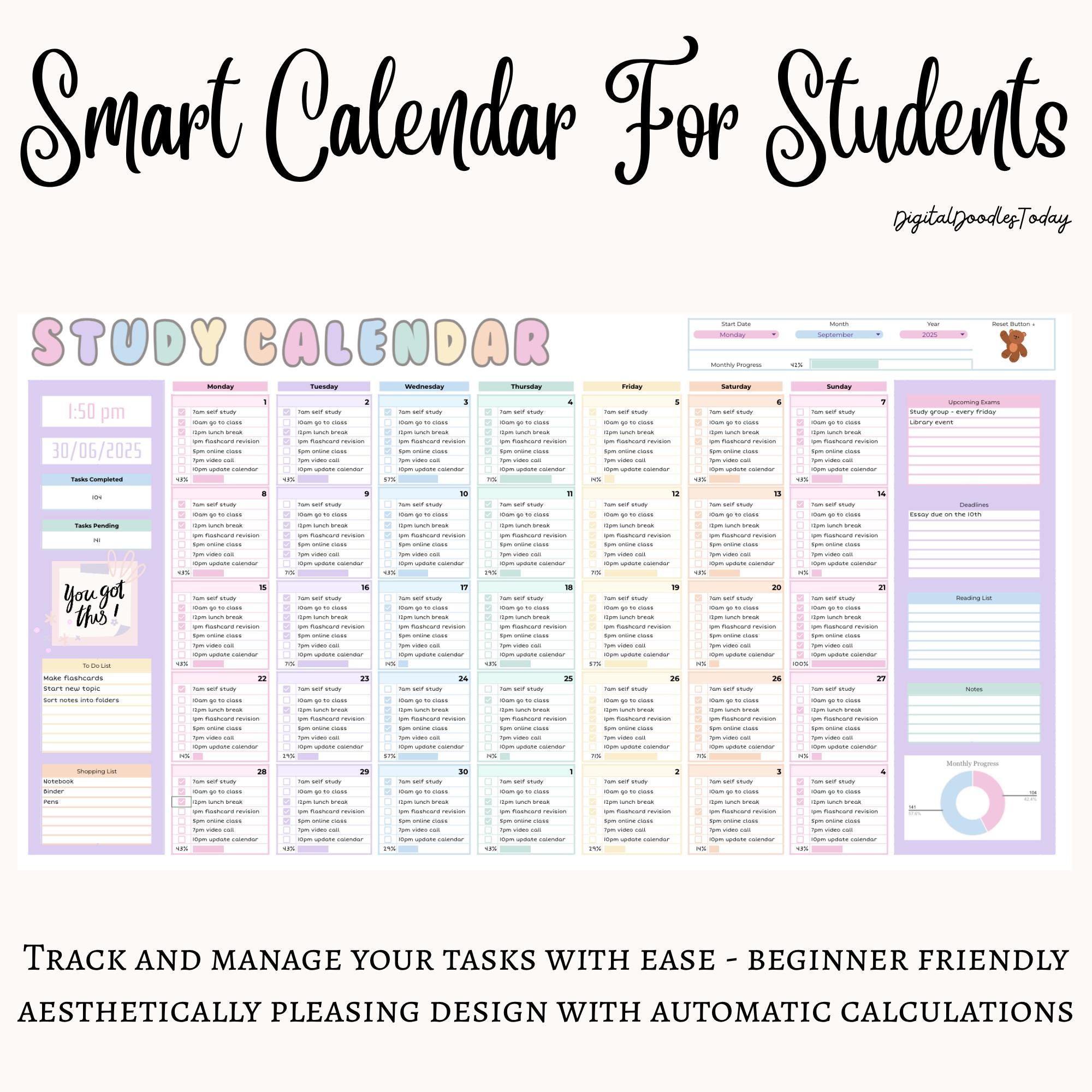 Student Planner Spreadsheet, School Assignment Tracker, Homework ...