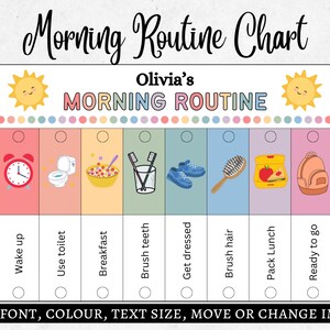 Kids Boho Flip Routine Chart Editable Printable, Morning Evening ...