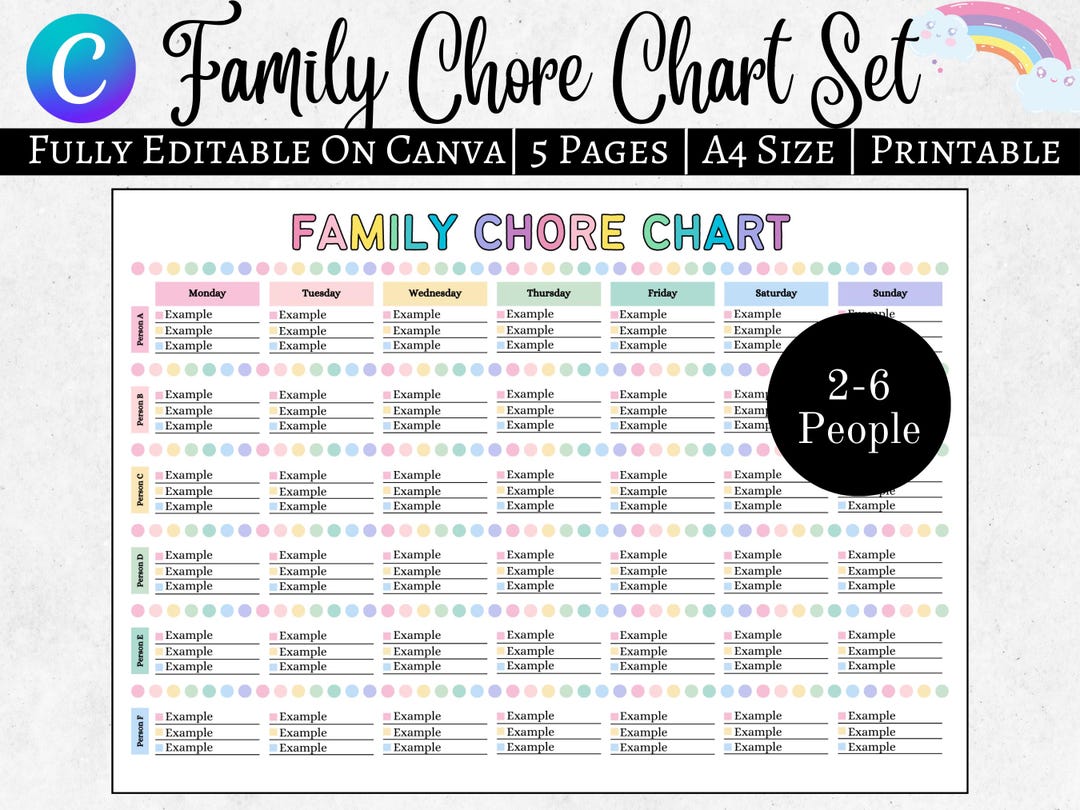 Weekly Family Chore Chart Editable and Printable Pdf,family Chore List ...