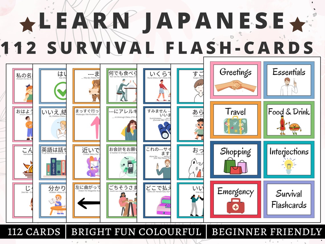 Japanese Flashcards for Beginners, Japanese Visual Flashcards, Beginner ...