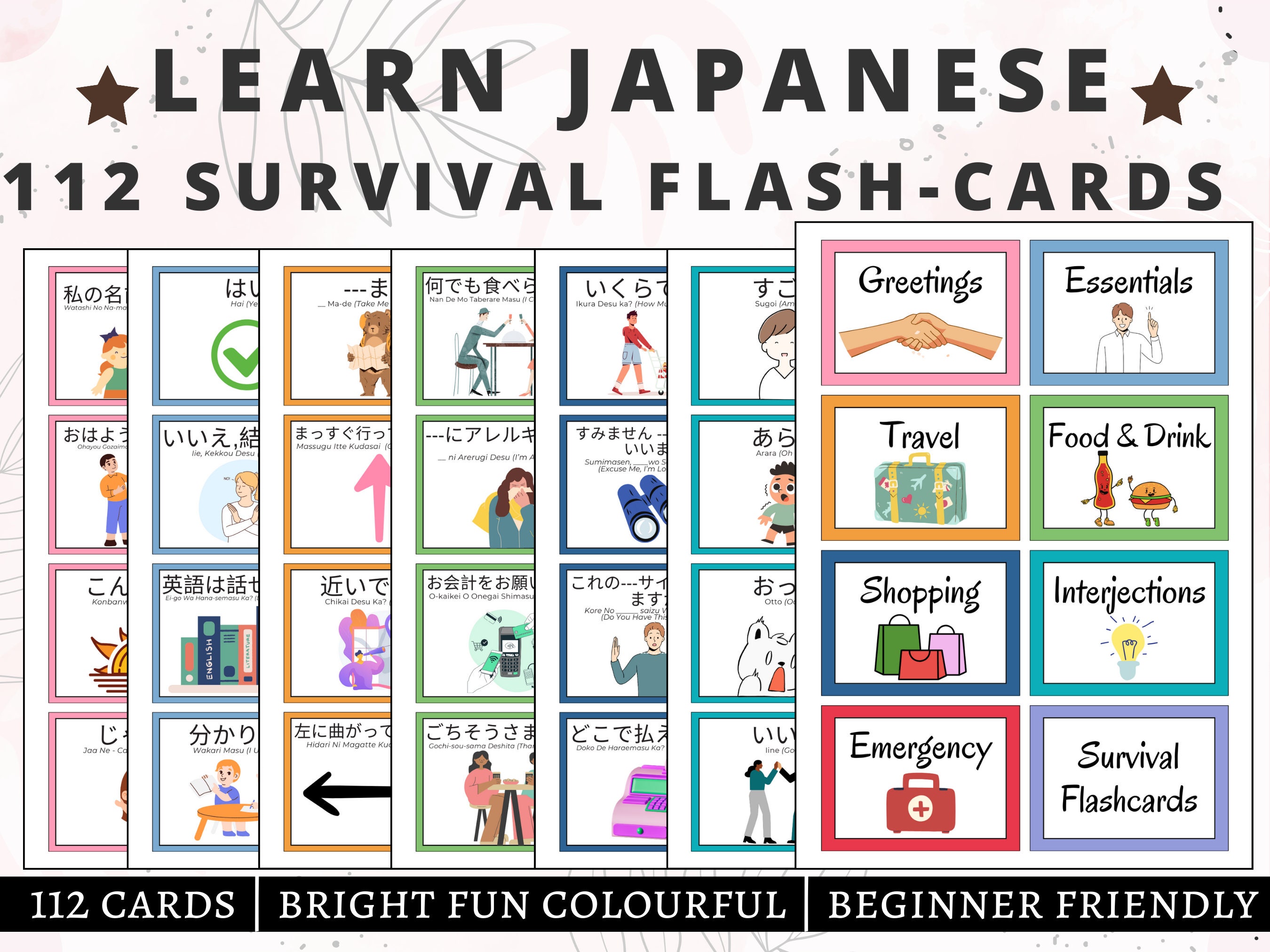 Japanese Flashcards for Beginners, Japanese Visual Flashcards, Beginner ...