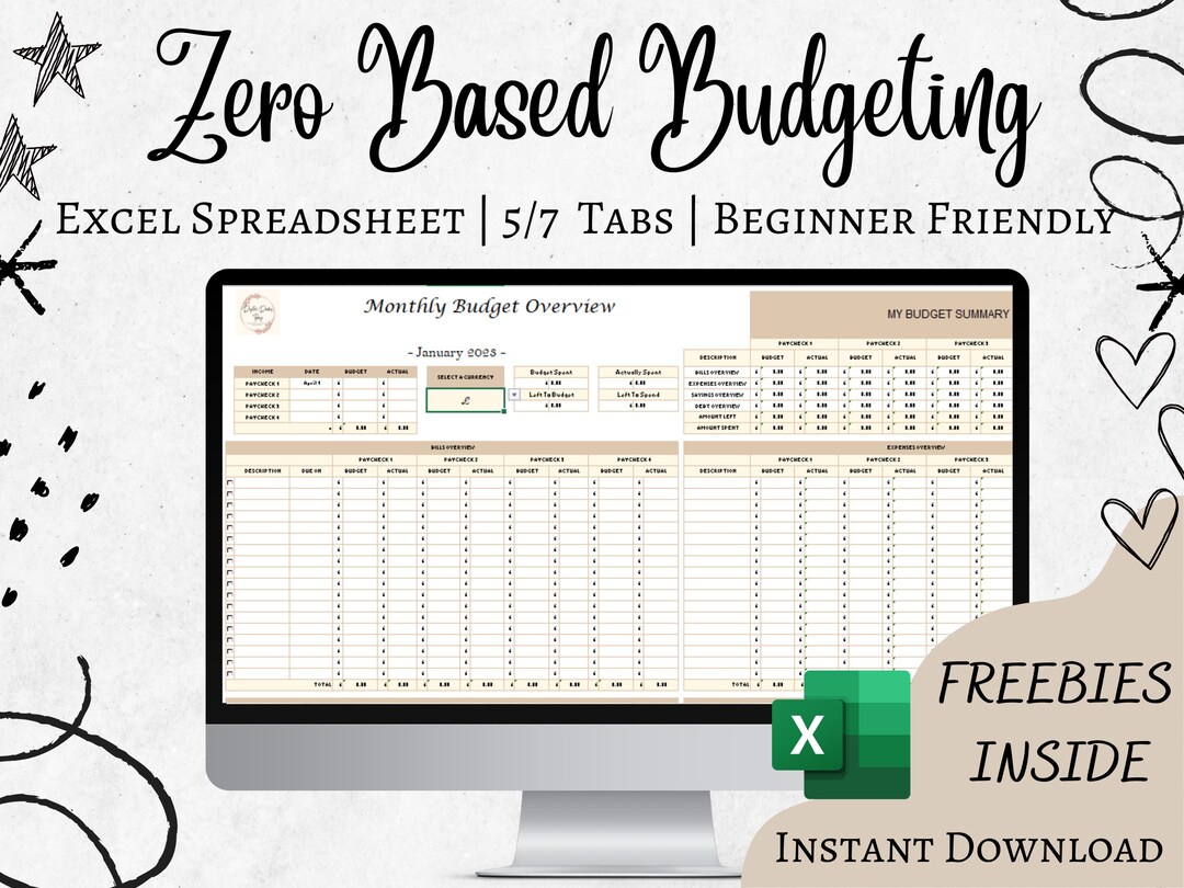 Excel Zero-based Budget Spreadsheet Template Personal - Etsy