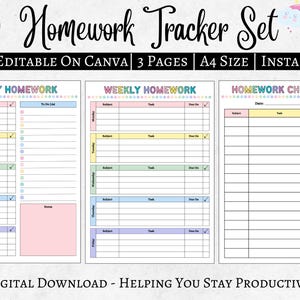 Editable Homework Planner | Printable Digital | Student Planner ...