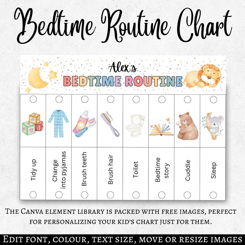 Kids Flip Routine Chart Editable Printable, Morning Evening Bedtime ...
