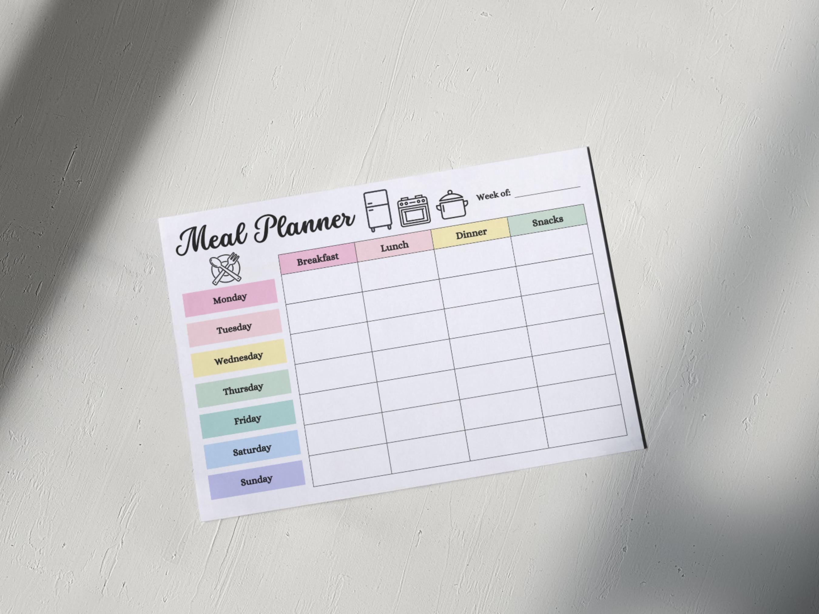 Weekly Meal Planner and Shopping List Printable, Meal Prep and Grocery ...