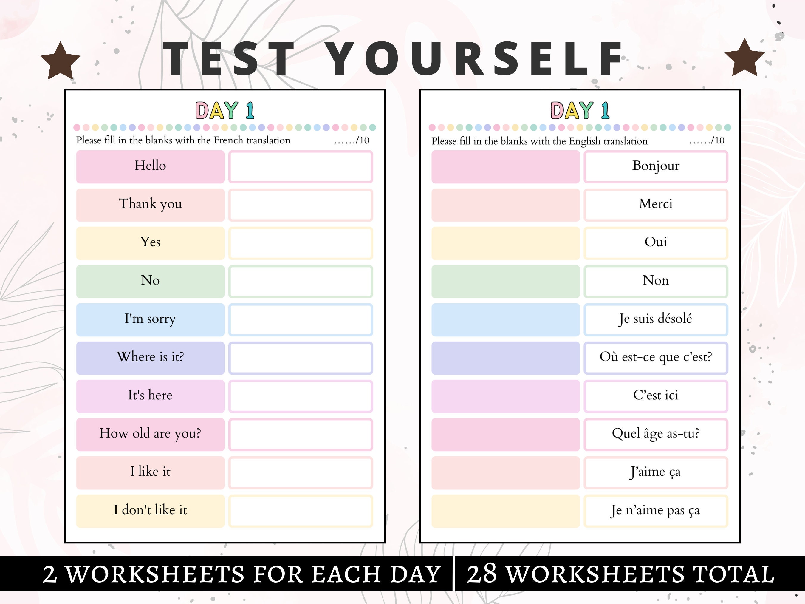 French Language French Practice Basic Phrases & Expressions, French ...