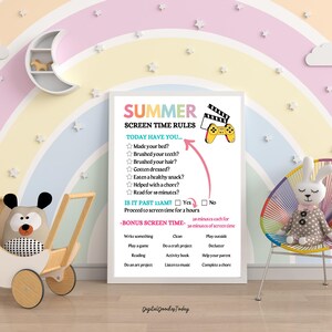 Summer Screen Time Checklist Printable, Screen Time Rules, Editable ...
