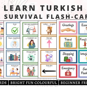 Turkish Flashcards for Beginners, Turkish Printable Flashcards, Turkish ...