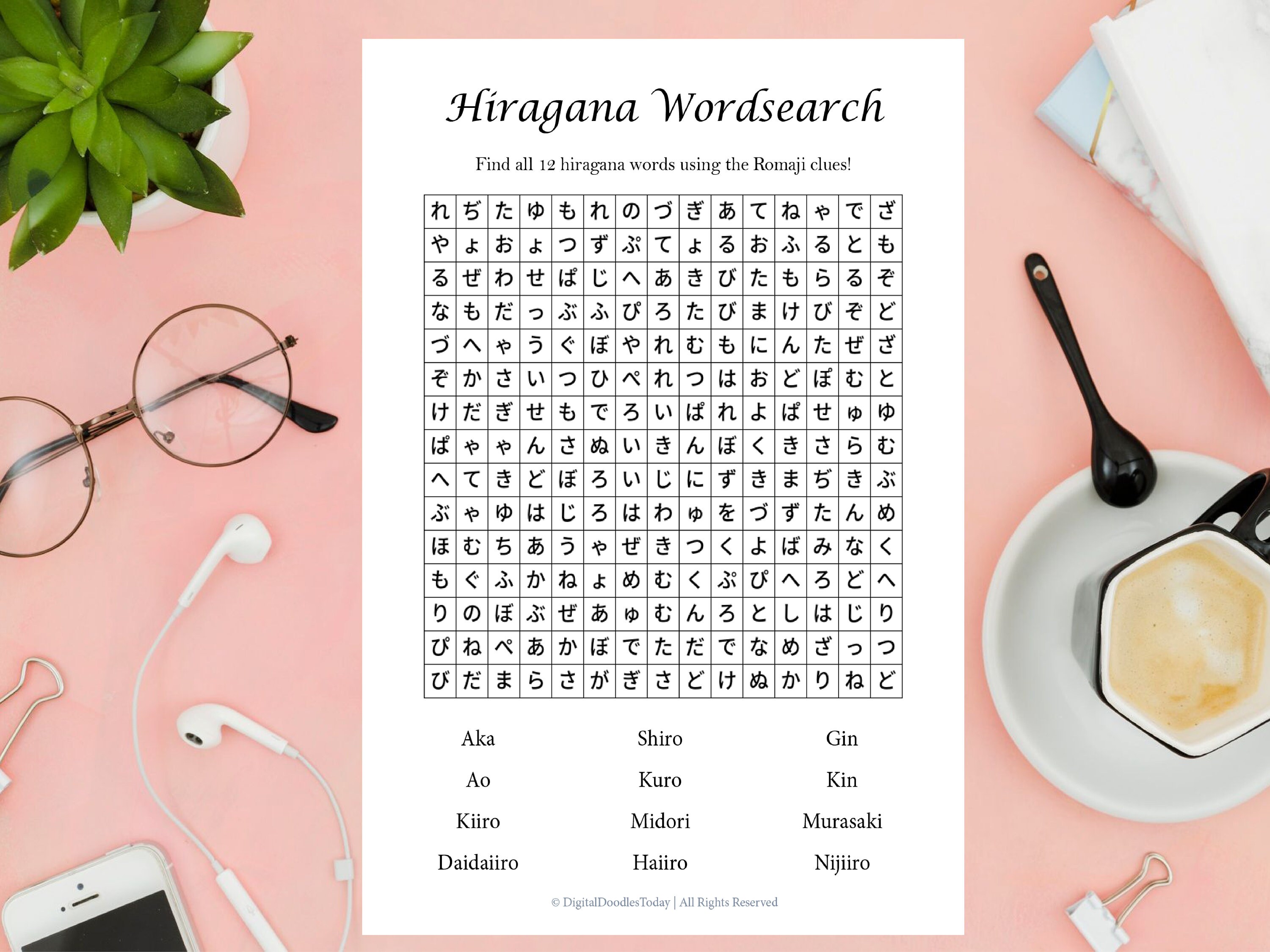 Learn Japanese Hiragana Printable Worksheets, Japanese Hiragana Puzzles ...