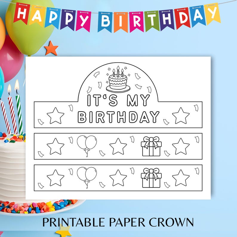 Printable BIRTHDAY Crown Classroom Coloring Activity for School Happy ...